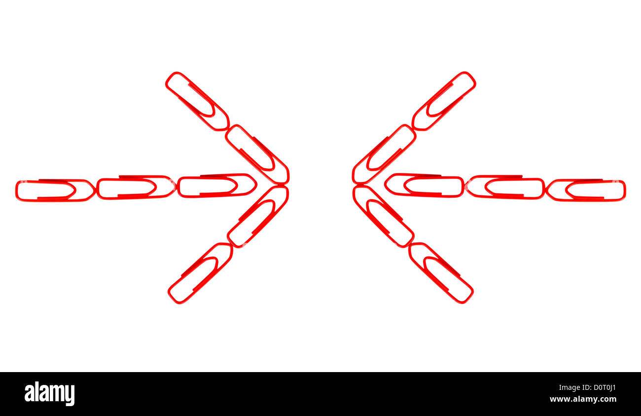 Paper clips arranged in arrow shapes Stock Photo - Alamy