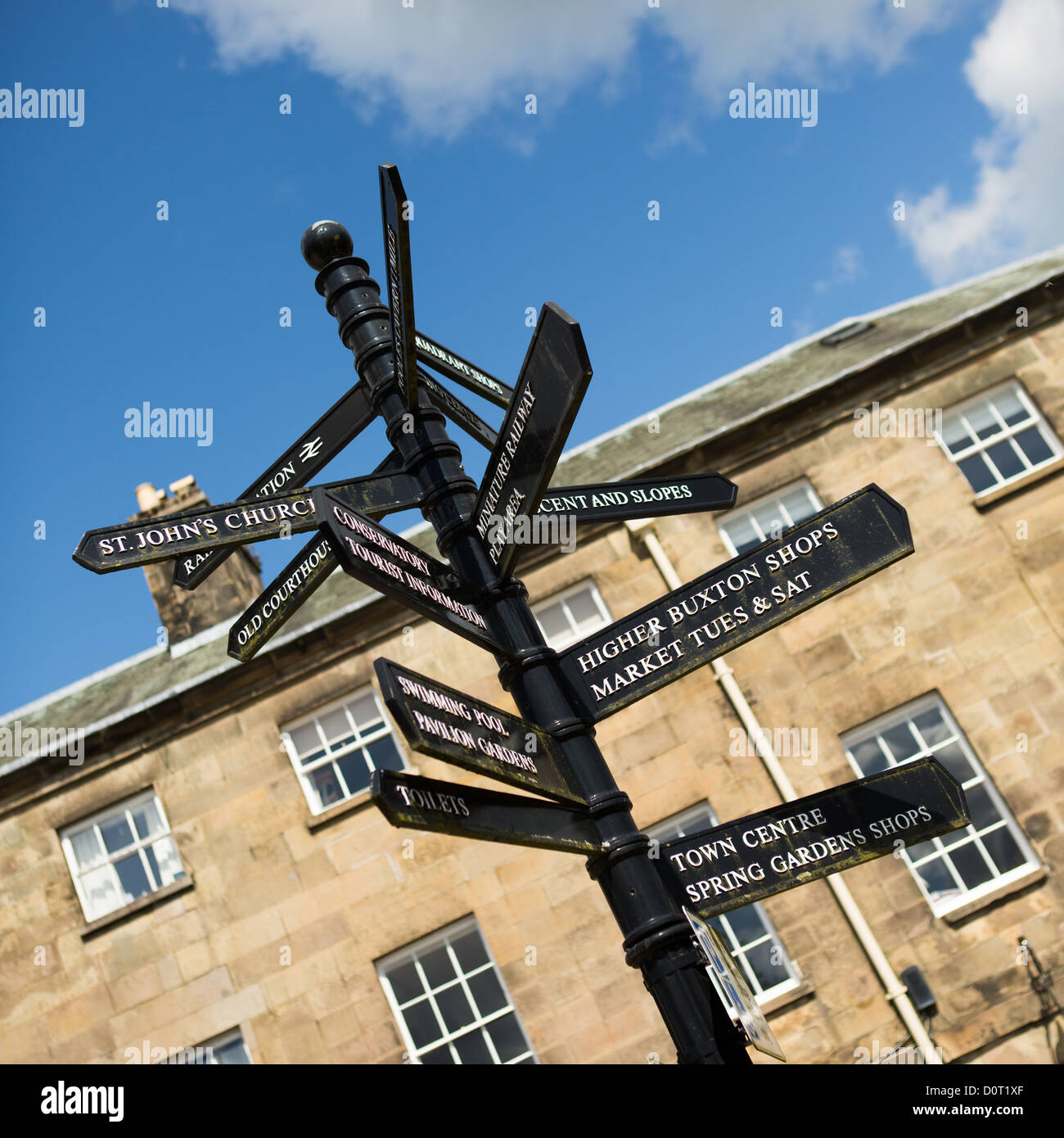 Tourist information sign post in Buxton, Derbyshire, UK Stock Photo - Alamy
