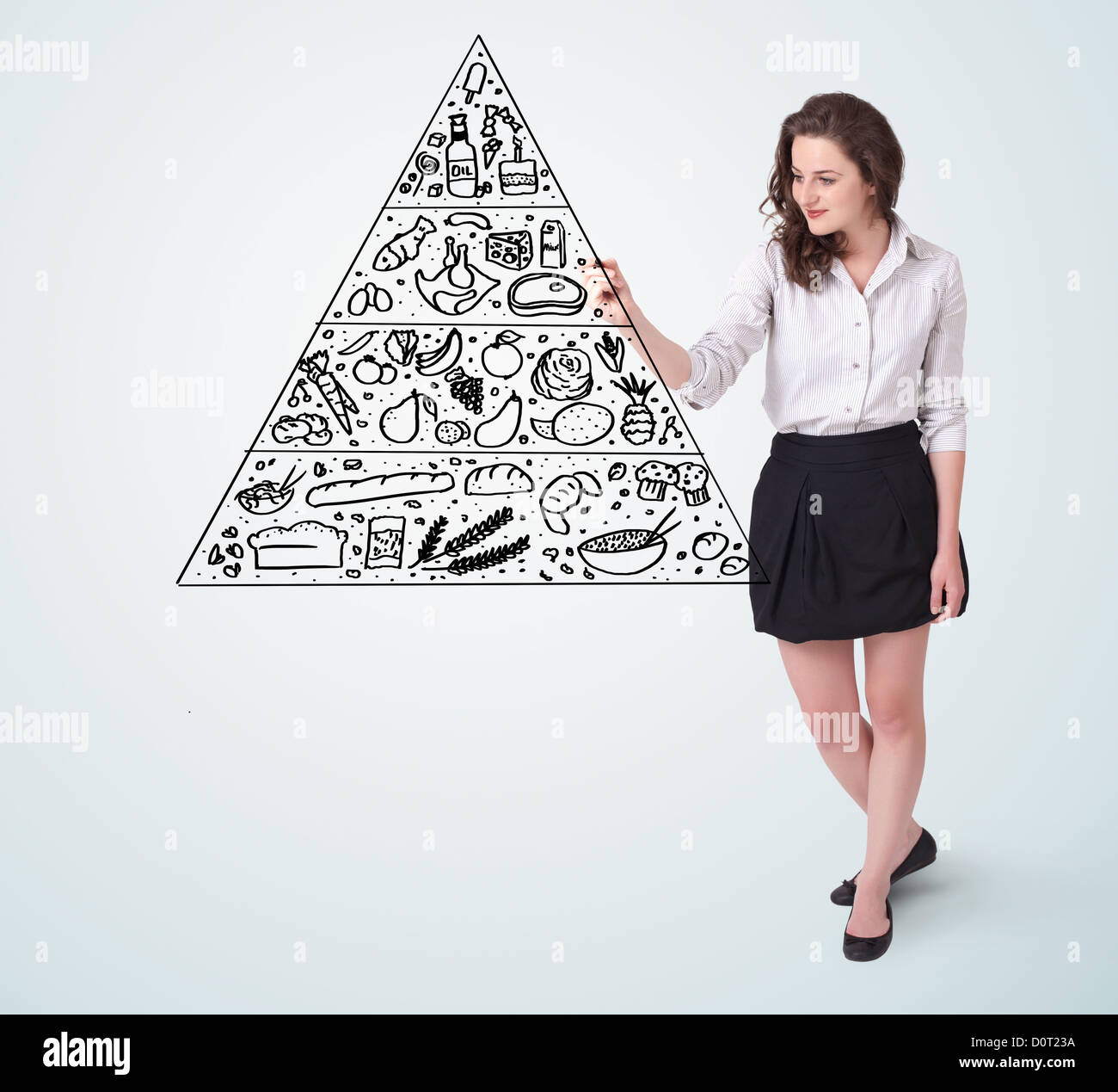 Young woman drawing a various food pyramid on whiteboard Stock Photo ...