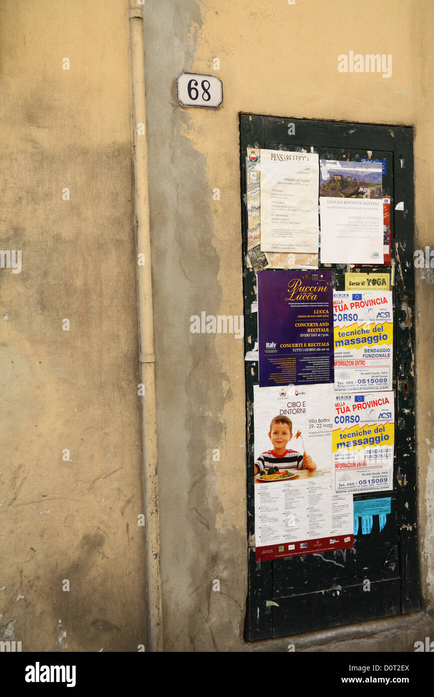Placards in Lucca in Tuscany, Italy Stock Photo - Alamy