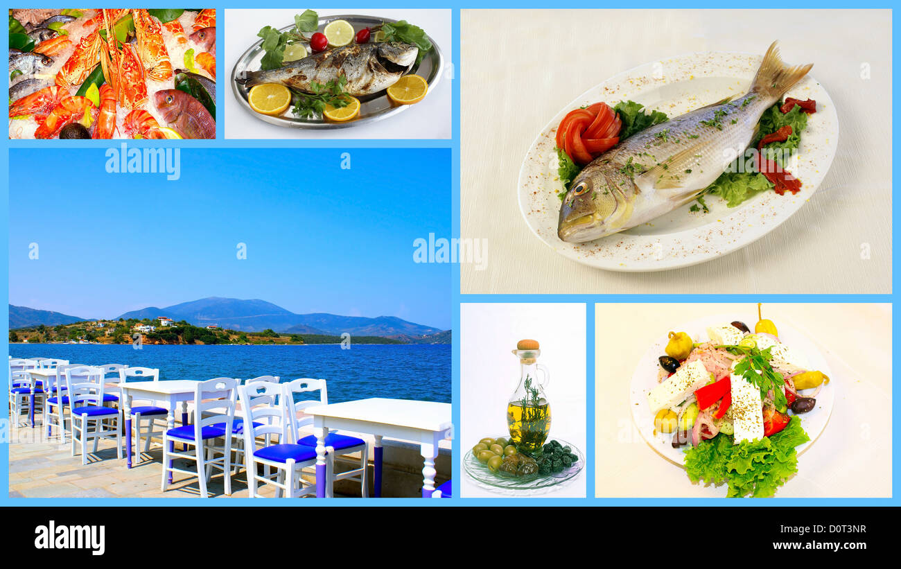 Collage of Greek traditional food Stock Photo - Alamy