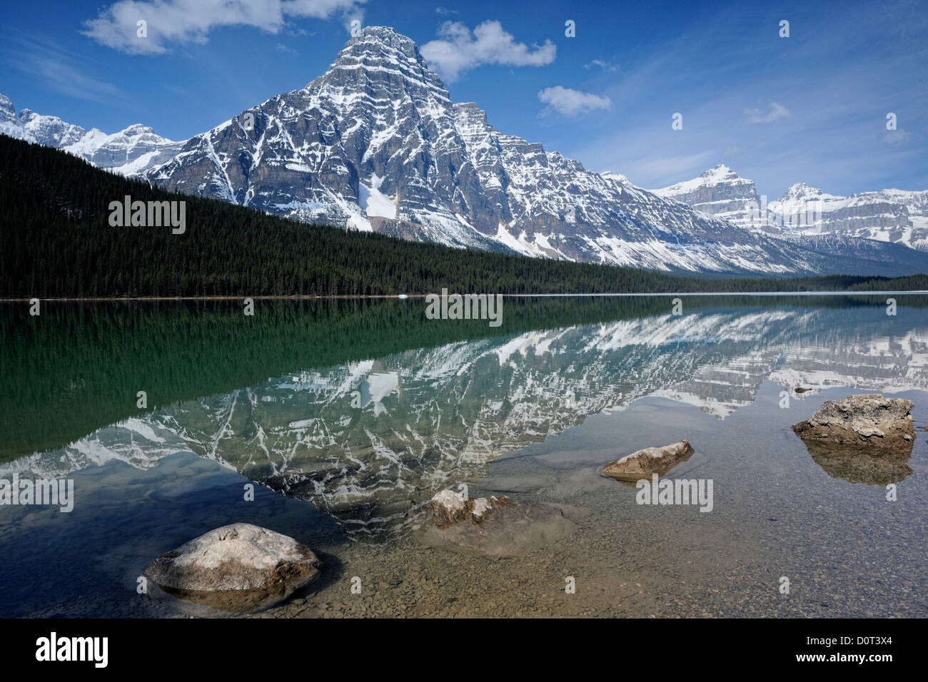 Mt. Chephren reflected in Lower Waterfowl Lake, Banff National Park ...