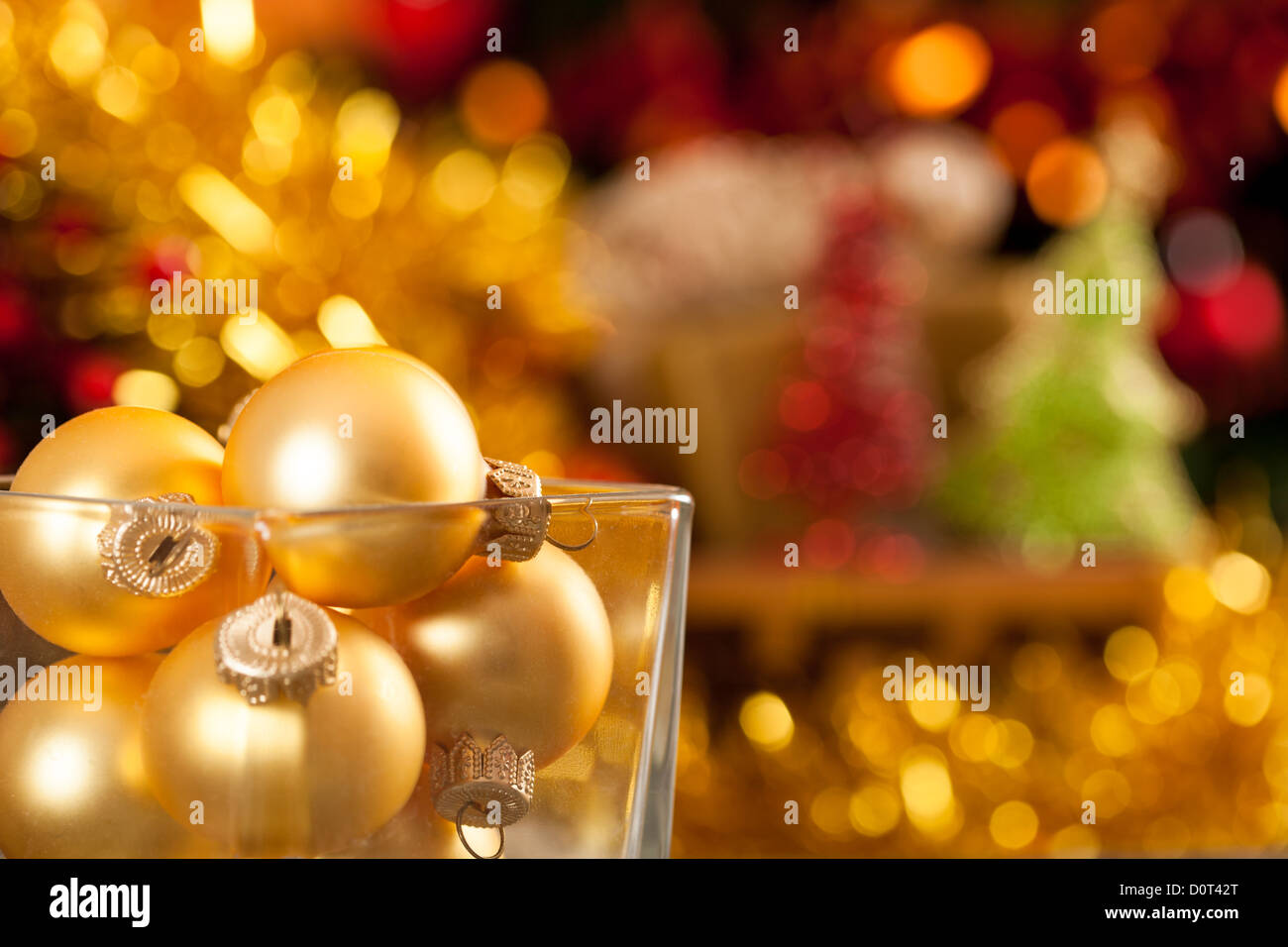 Gold Christmas balls Stock Photo - Alamy