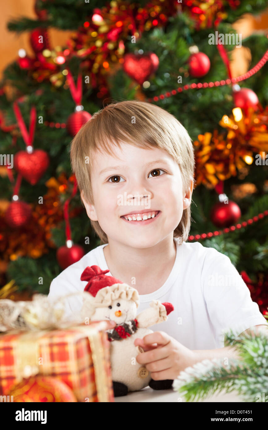 Happy boy in Christmas Stock Photo - Alamy