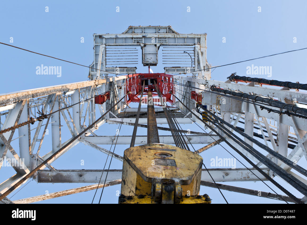 Looking up inside the derrick Stock Photo - Alamy