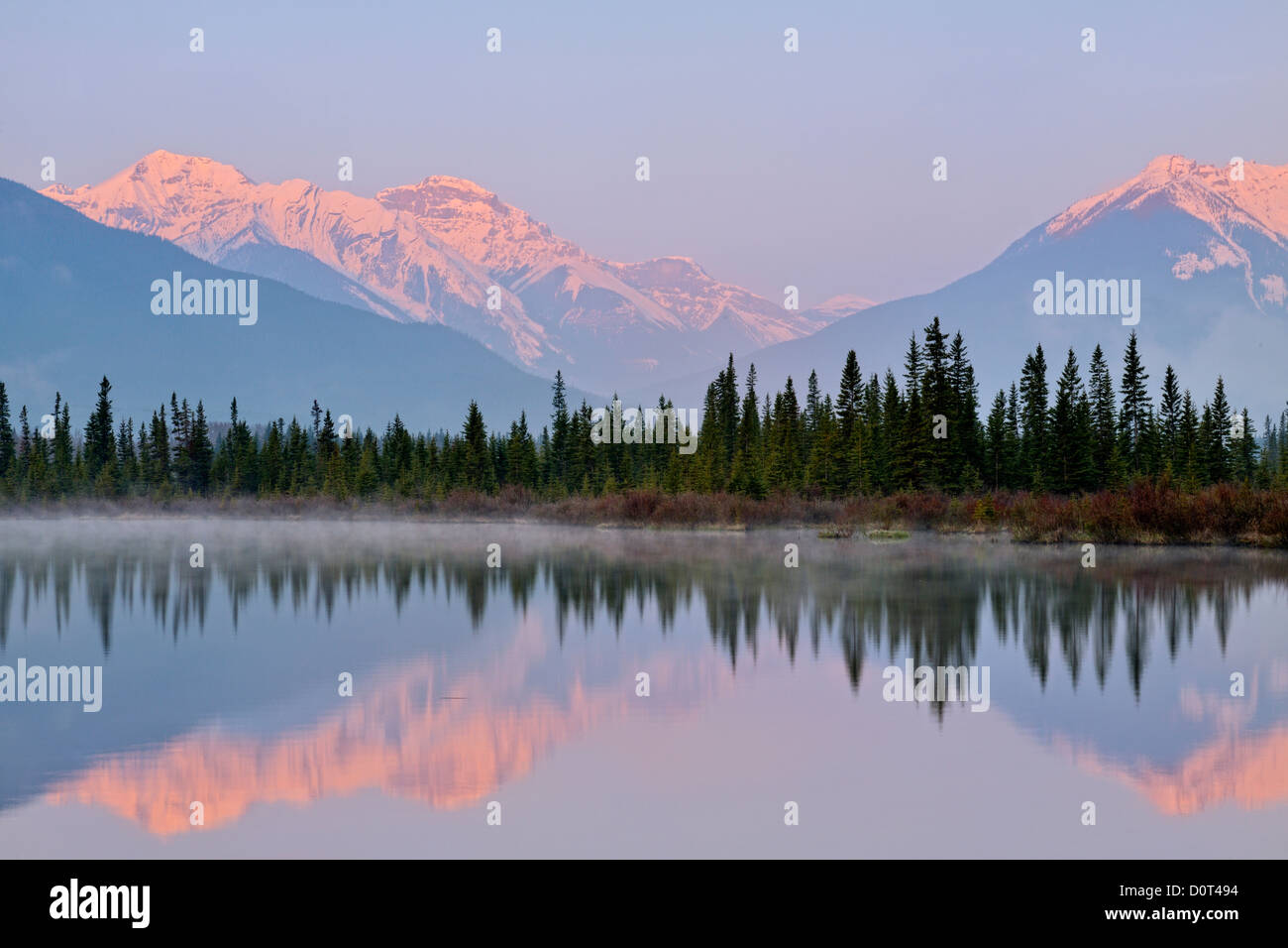 Sundance Range reflected in Third Vermilion Lake, Banff National Park ...