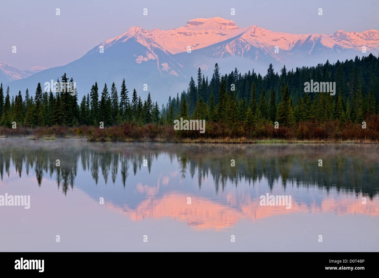 Sundance Range reflected in Third Vermilion Lake, Banff National Park ...