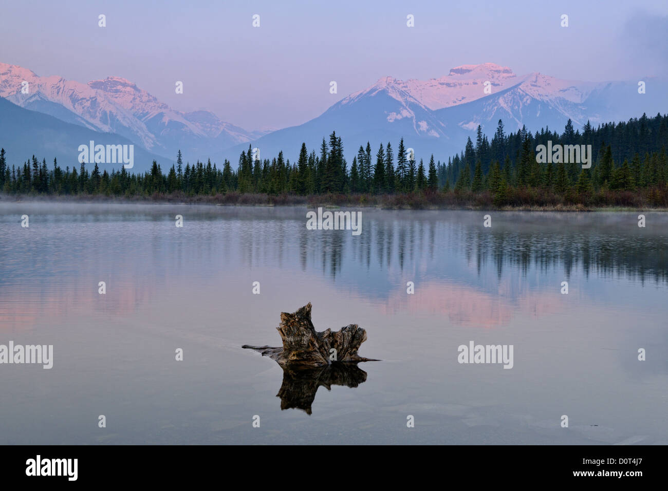 Sundance Range reflected in Third Vermilion Lake, Banff National Park ...