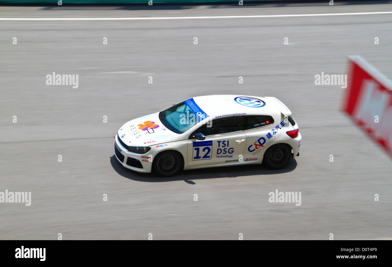 VW Scirocco sport car competing on the track of Sepang International ...