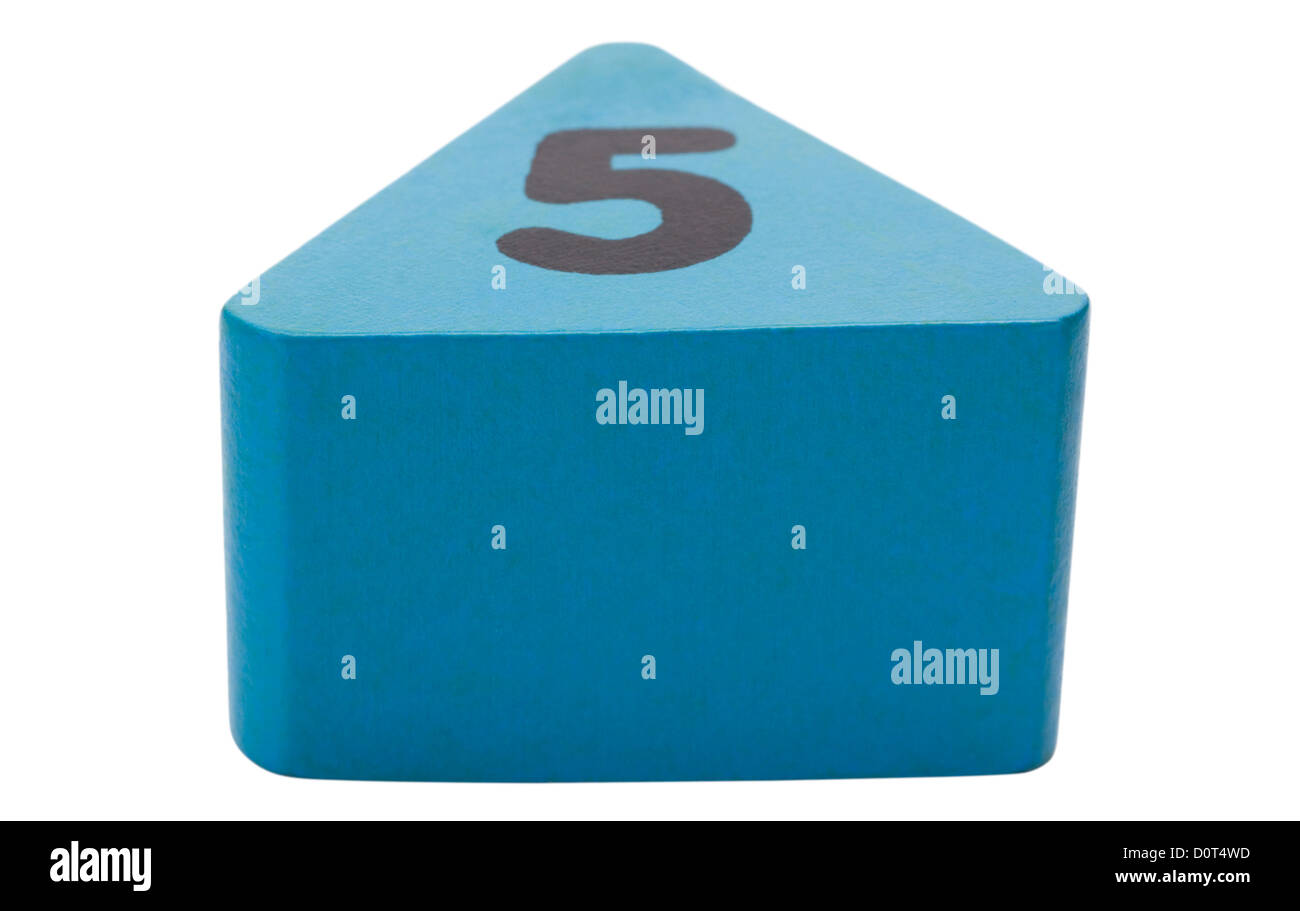 Number 5 in a triangular shape block Stock Photo - Alamy