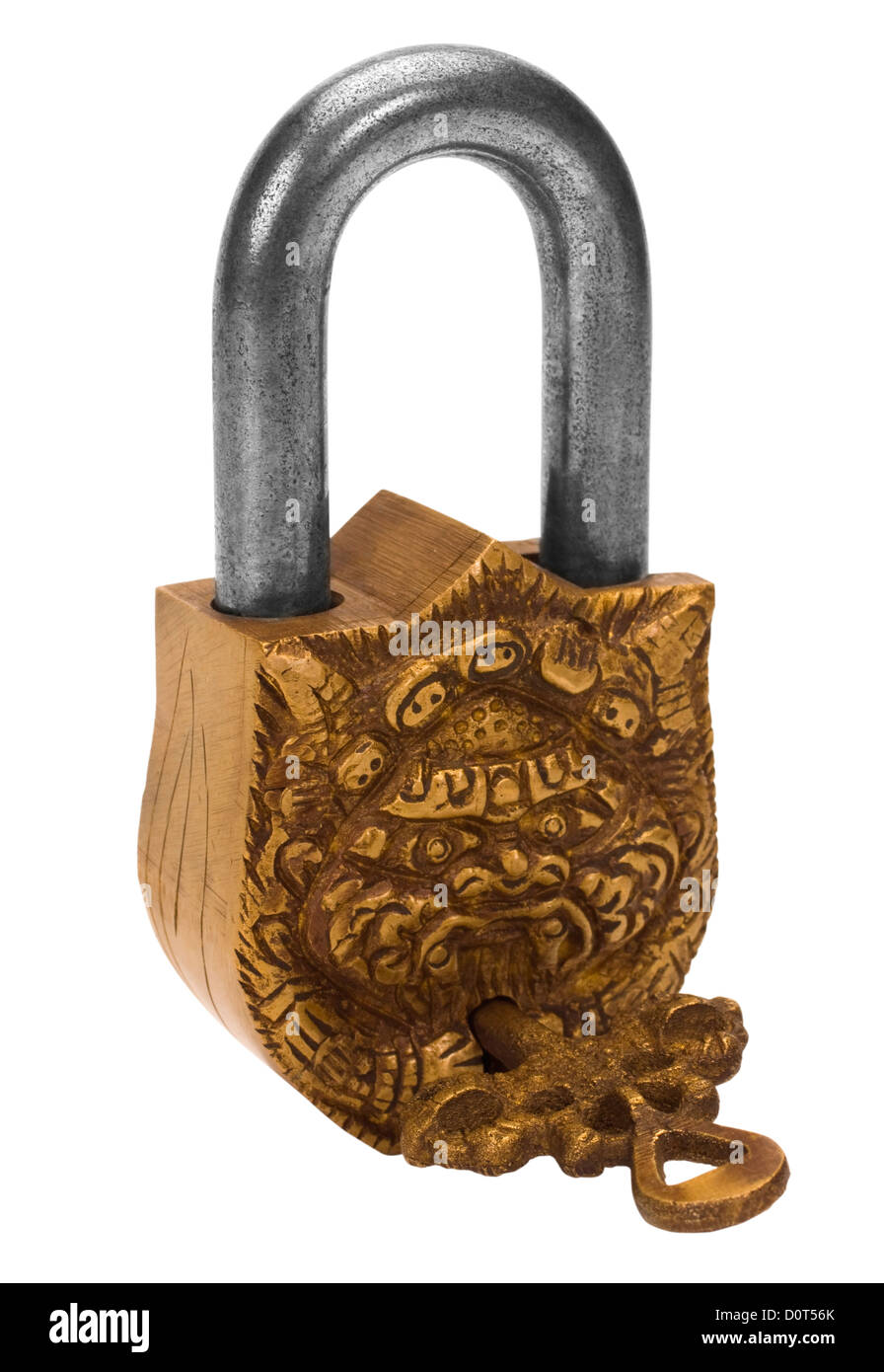 Close-up of a padlock with a key Stock Photo - Alamy