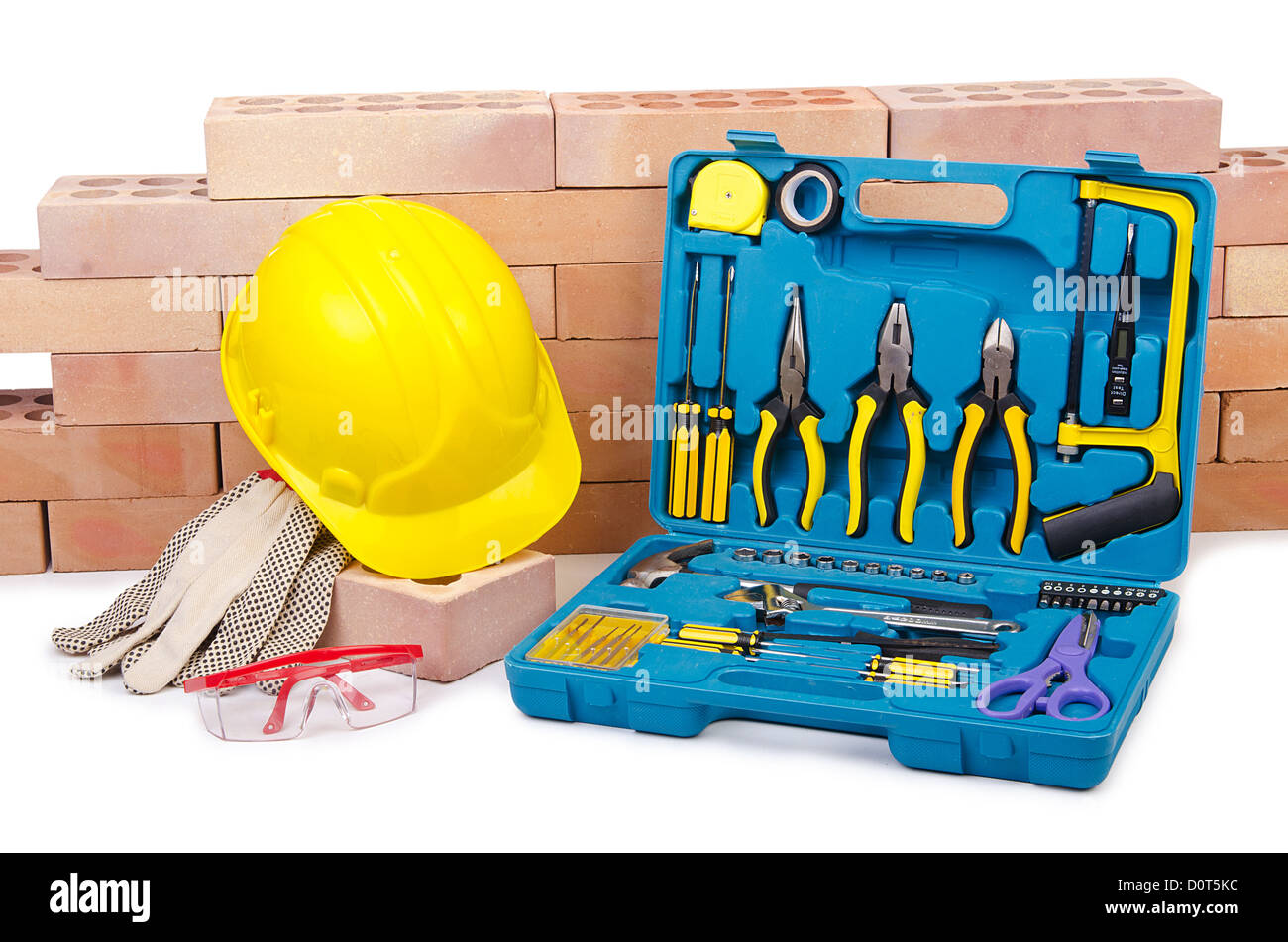 Construction concept with helmet and toolkit Stock Photo - Alamy