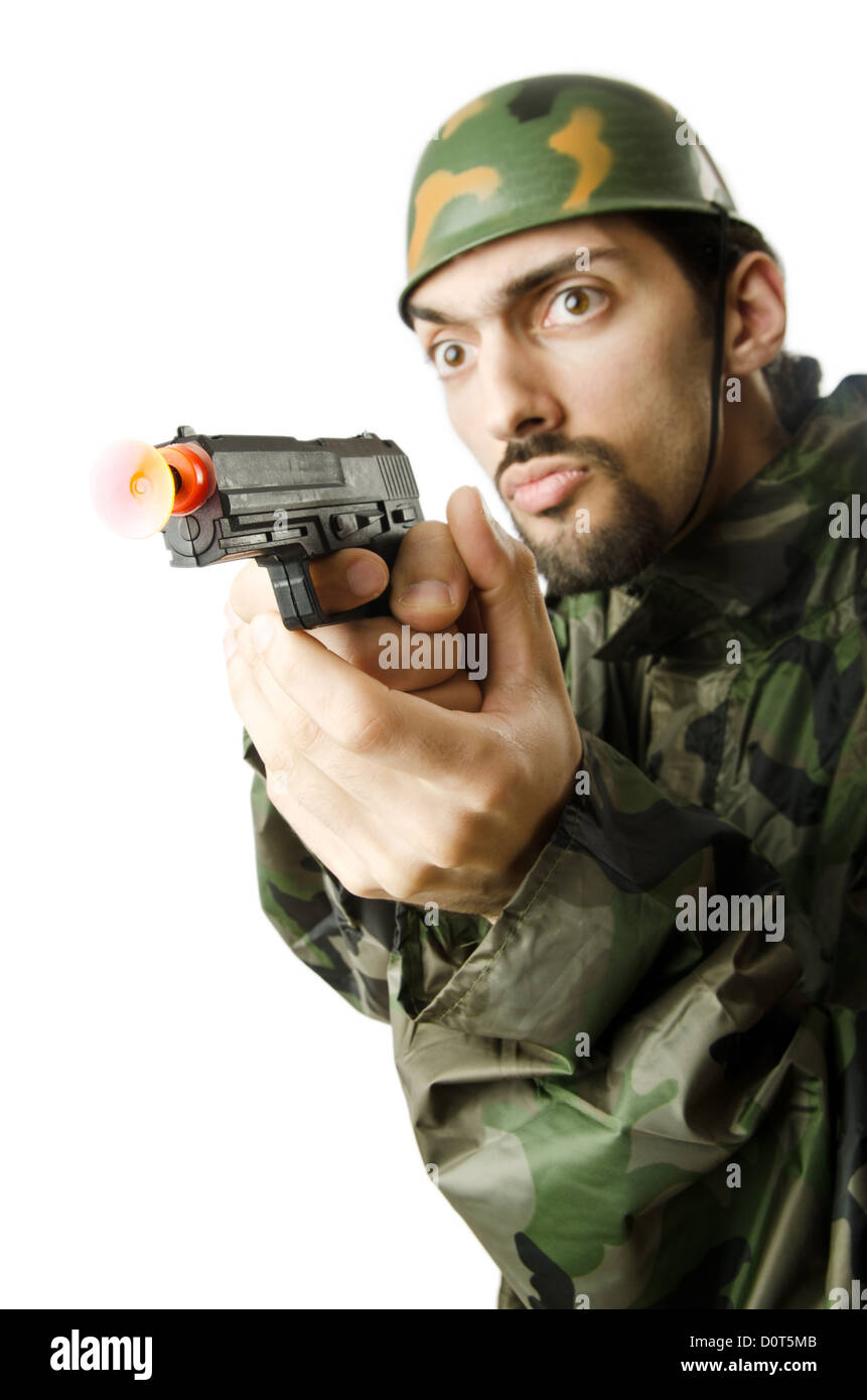 Soldier isolated on the white Stock Photo - Alamy