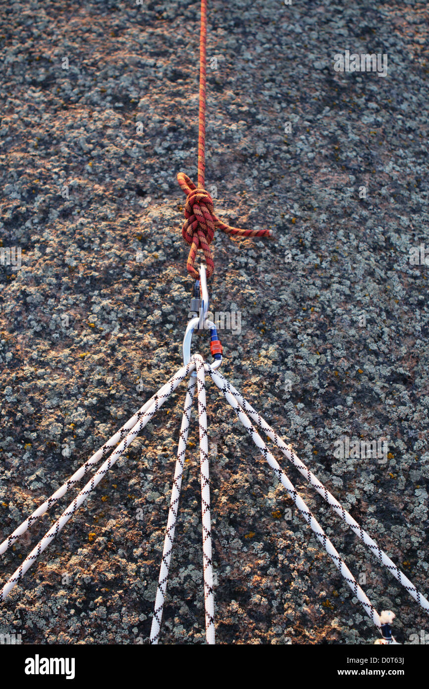 Rappelling anchor in rock hi-res stock photography and images - Alamy