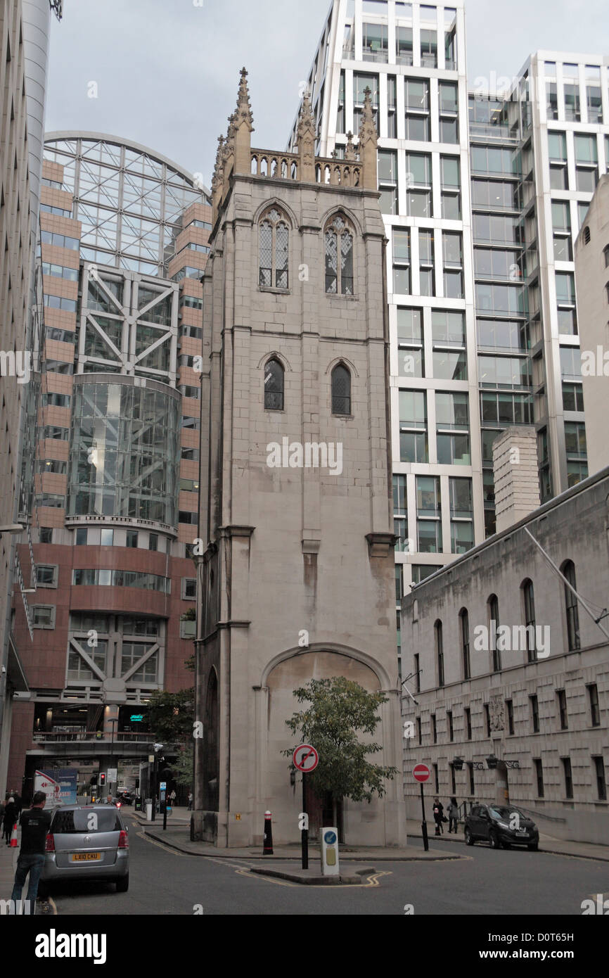 Saint Alban Church Tower, Wood Street in the City of London, UK Stock ...