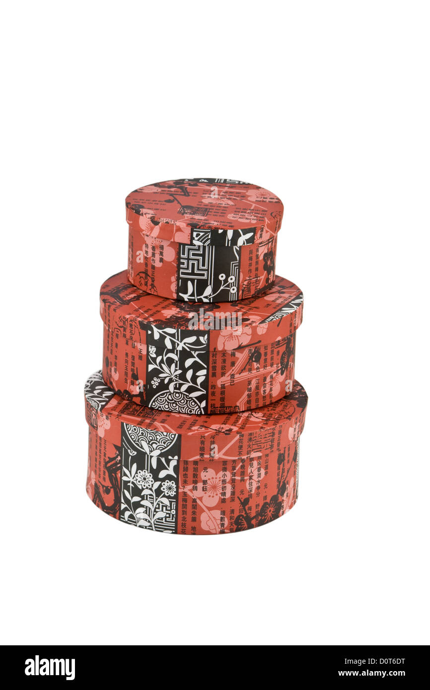 Three circle boxes for gifts Stock Photo - Alamy