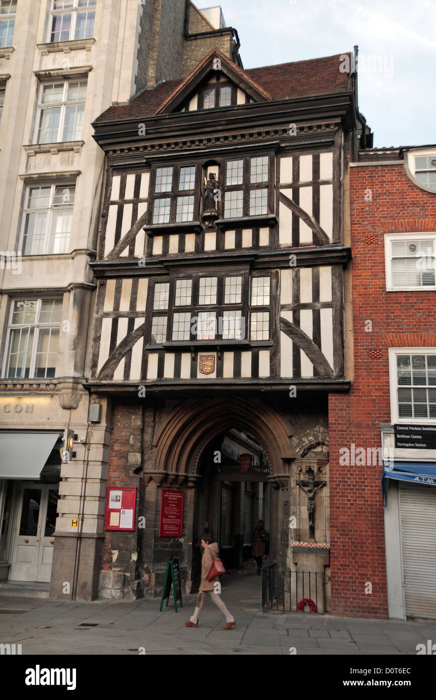 Entrance gate (gatehouse) to the Priory Church of Saint Bartholomew the ...