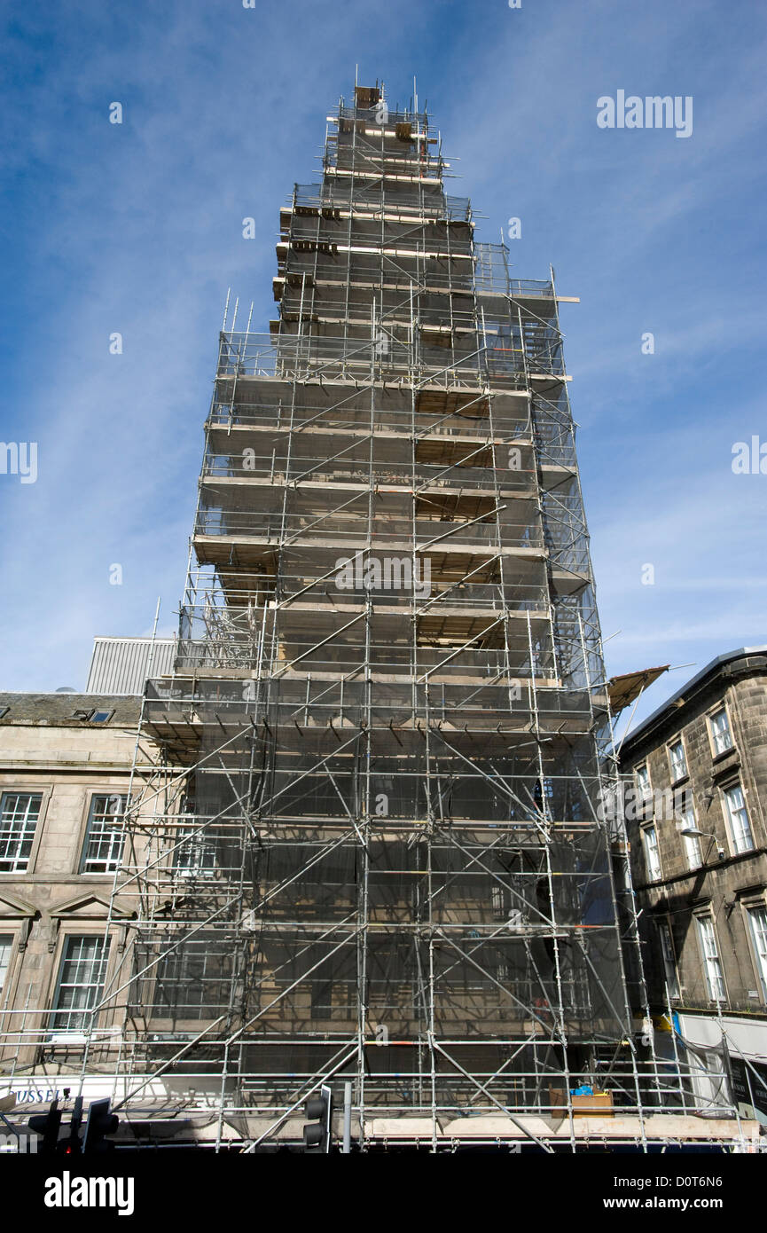 Tons of Scaffolding engulfs the Town Steeple in the centre of Inverness ...