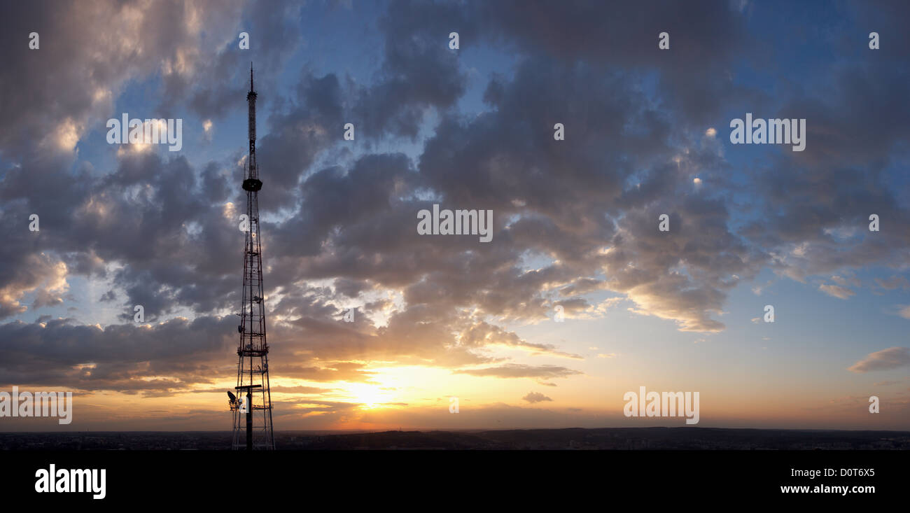 Sunset and tower Stock Photo - Alamy