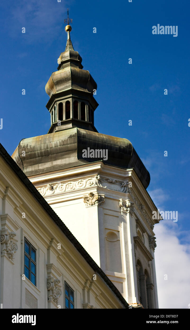 View of an old European tower Stock Photo - Alamy