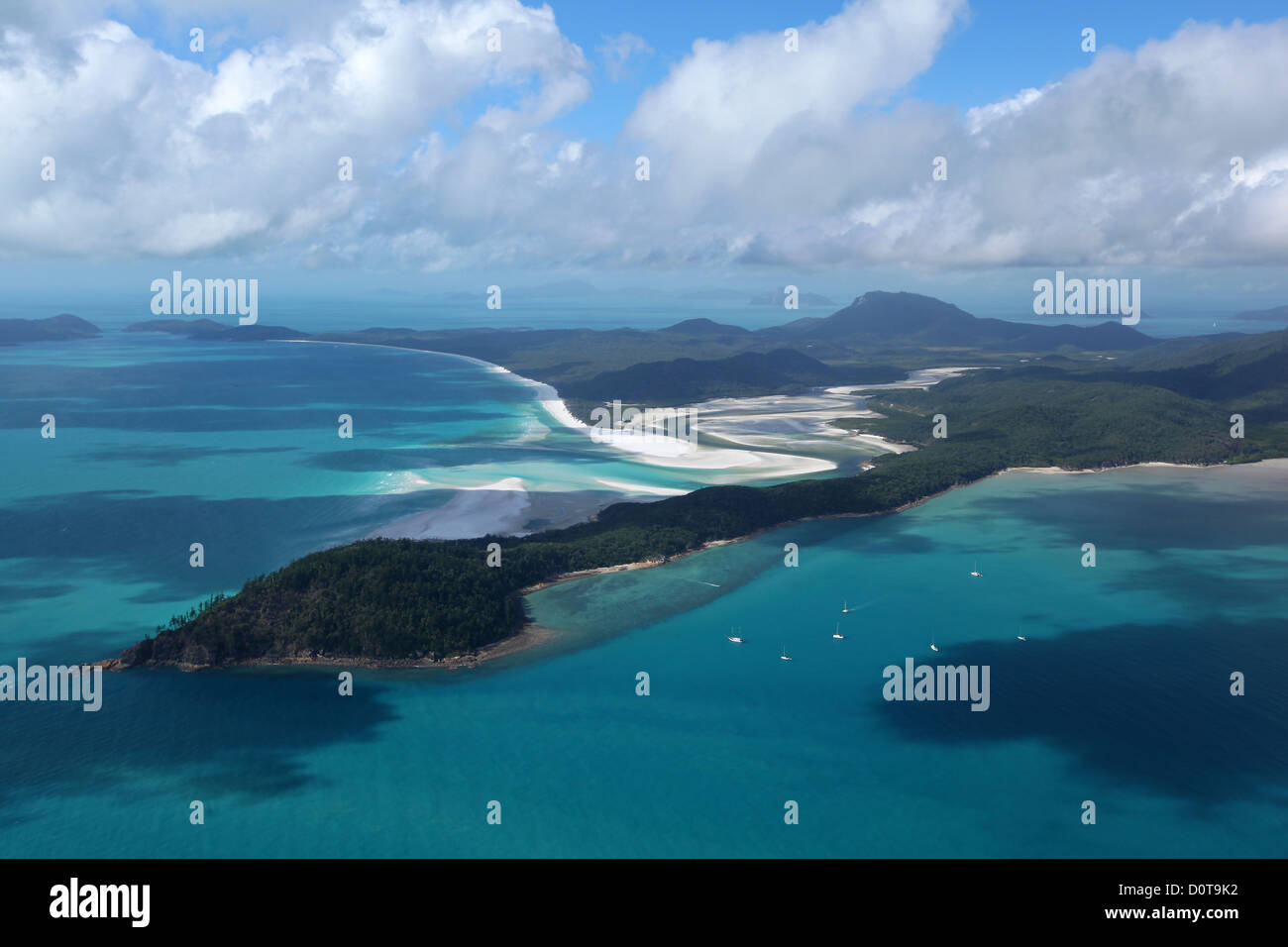 Hill Inlet, estuary, low, ebb, tide, sand bank, snow-white, Whitehaven ...