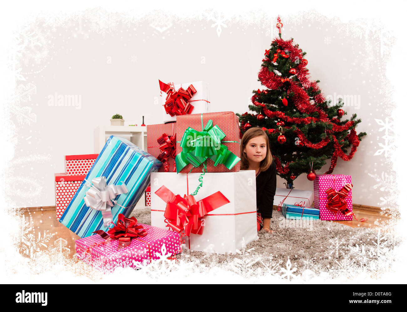 Kids with their christmas presents Stock Photo - Alamy