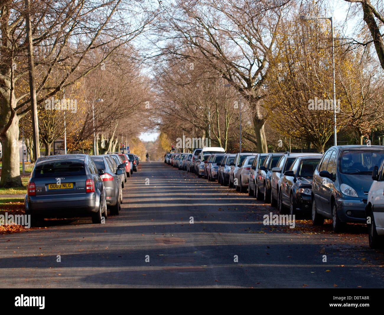 Cars parked both side of road, Cambridge, UK Stock Photo - Alamy