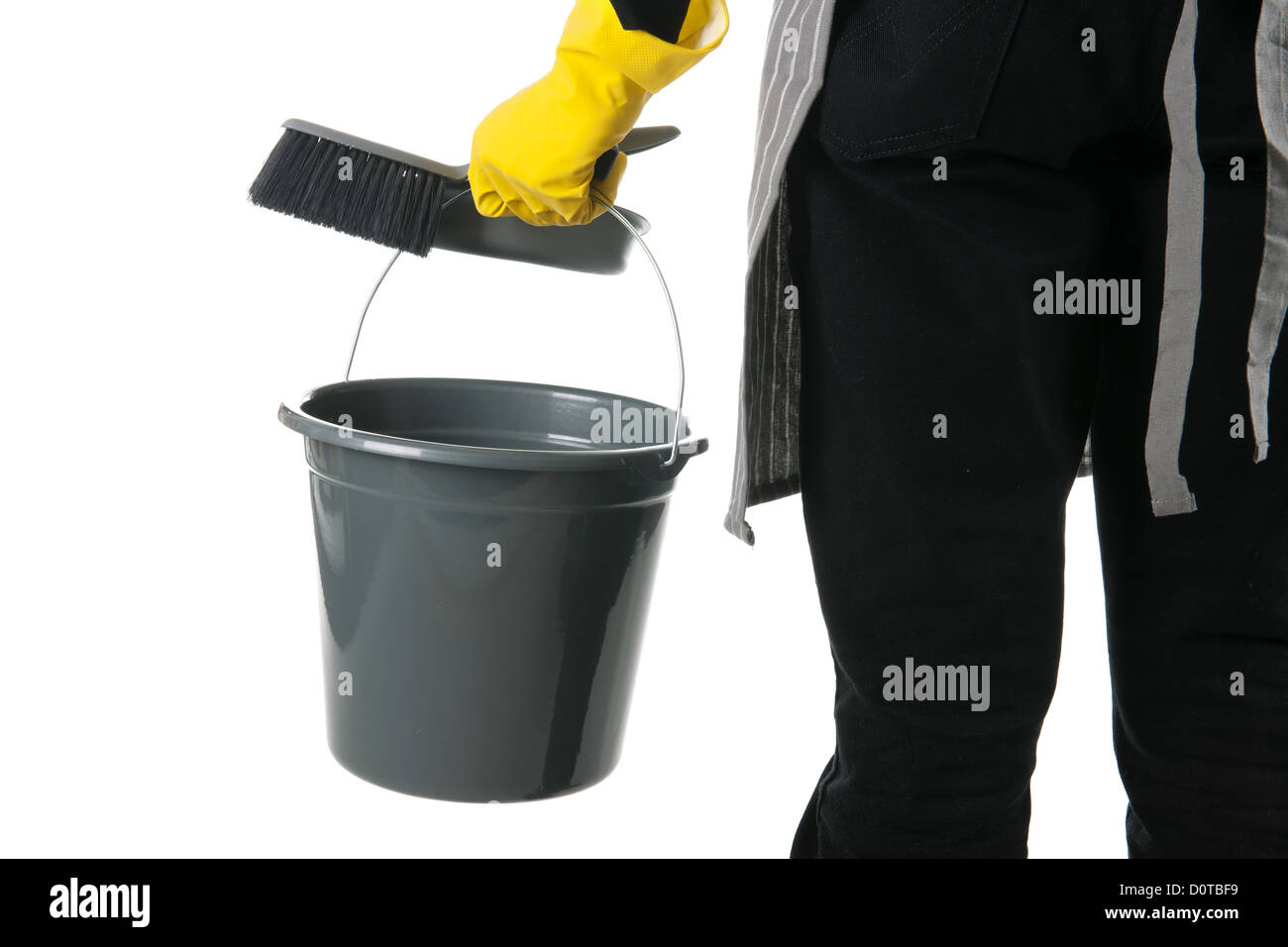 Detail of a cleaner with bucket and dustpan and brush Stock Photo - Alamy