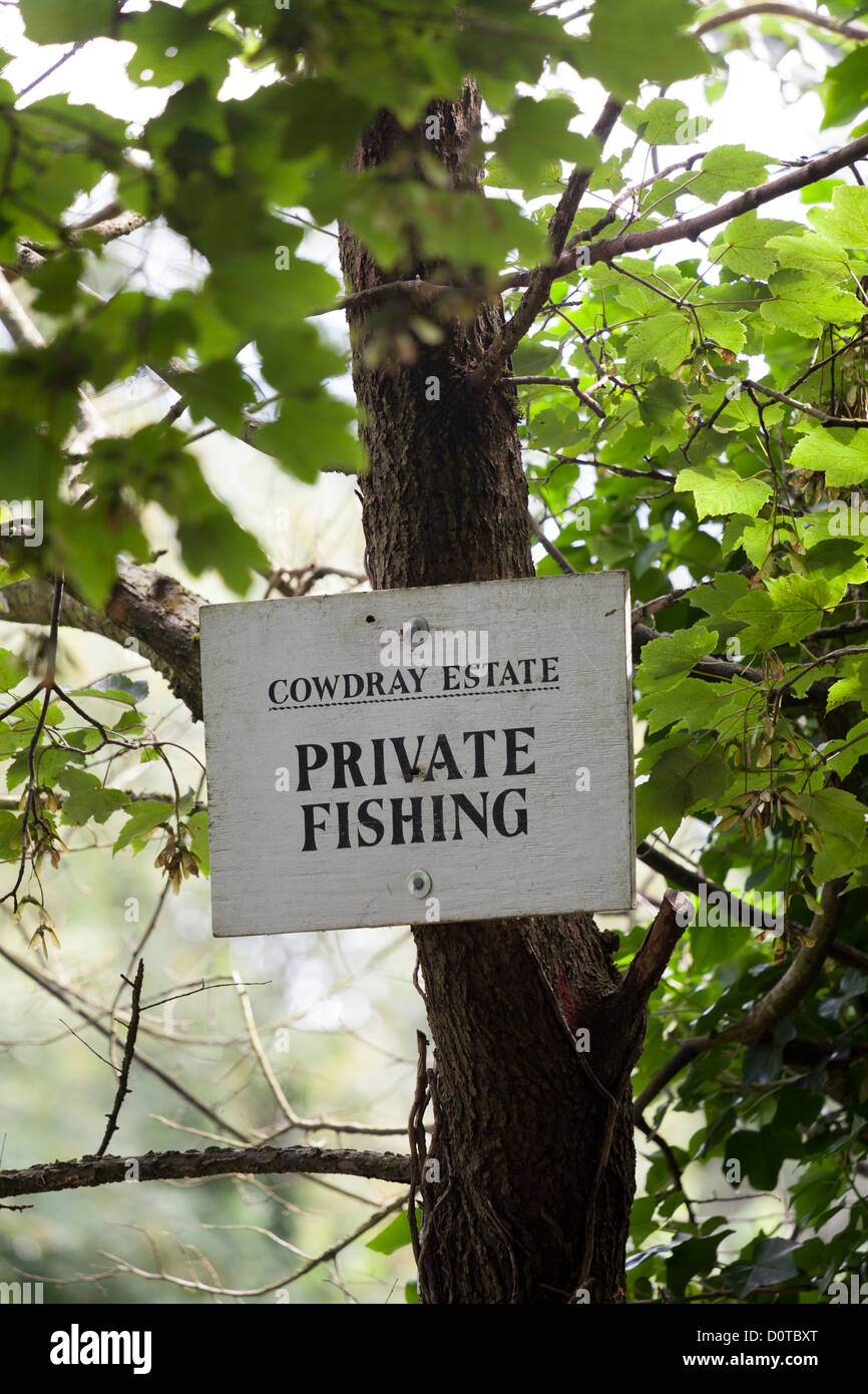"private Fishing" sign on tree at Cowdray Estate Stock Photo - Alamy