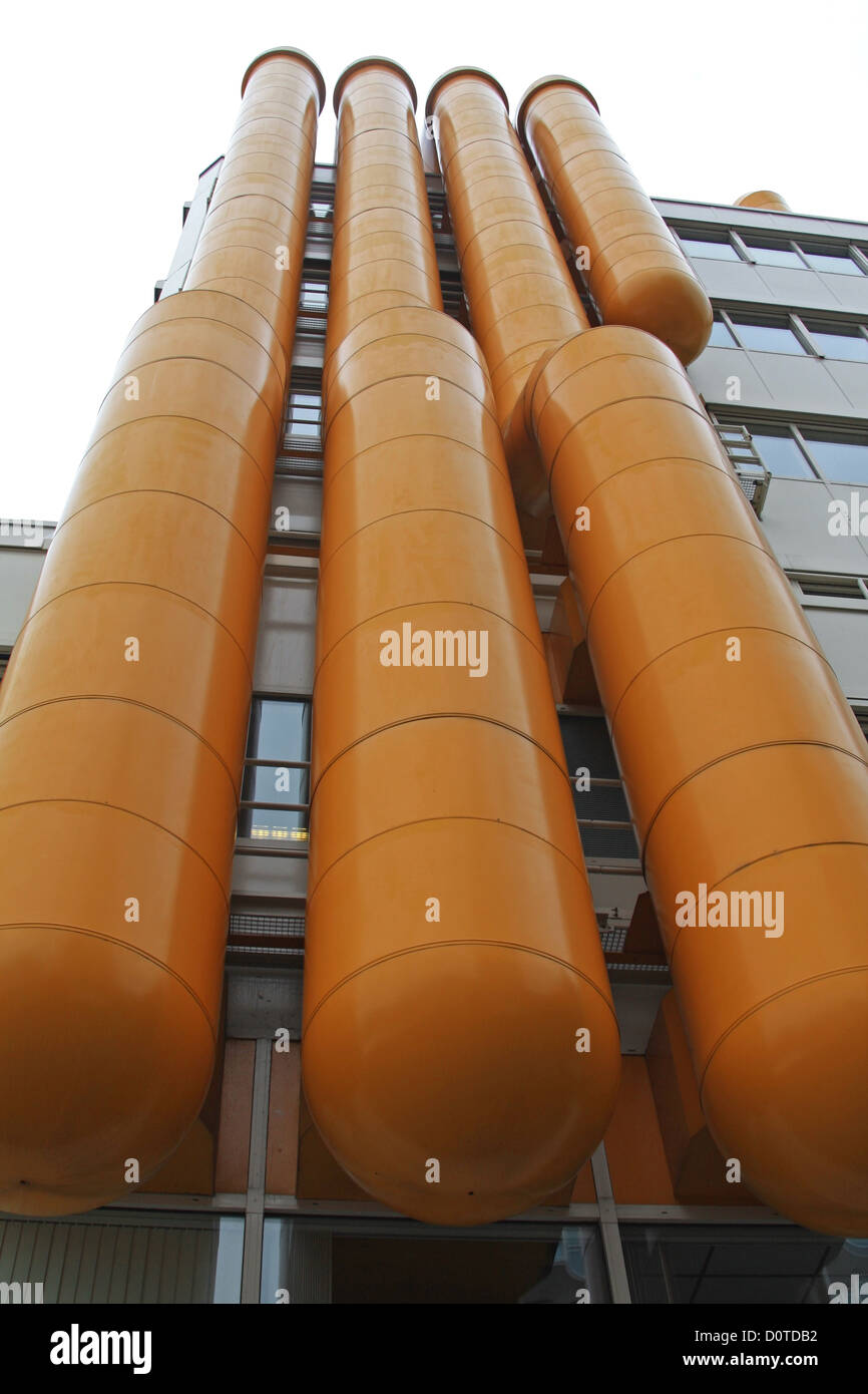 Air conditioning pipes on the side of Rotterdam Library (bibliotheek ...