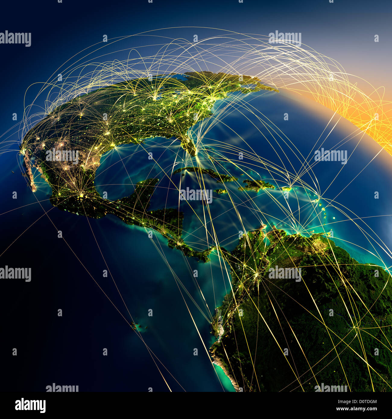 Main air routes in Central America Stock Photo - Alamy
