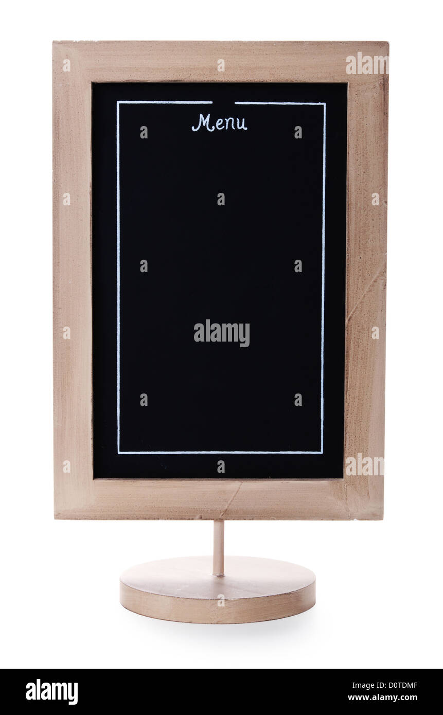 Restaurant menu board isolated over white background Stock Photo - Alamy
