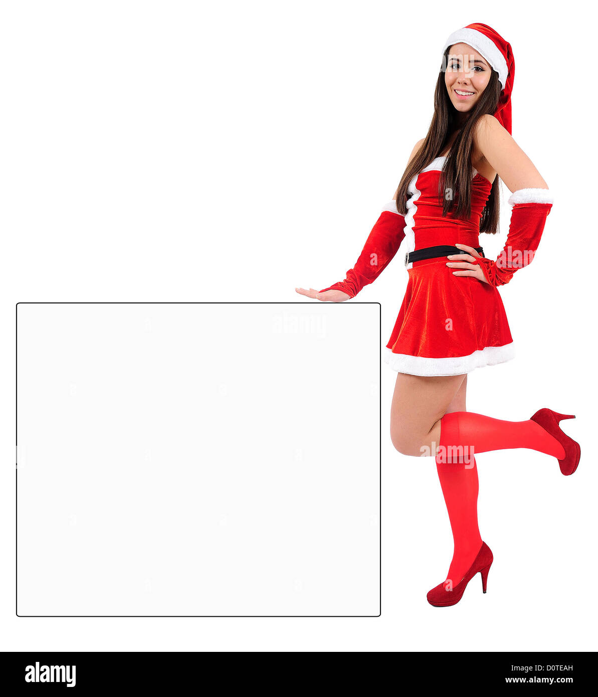 Isolated Young Christmas Girl Leaning Stock Photo - Alamy