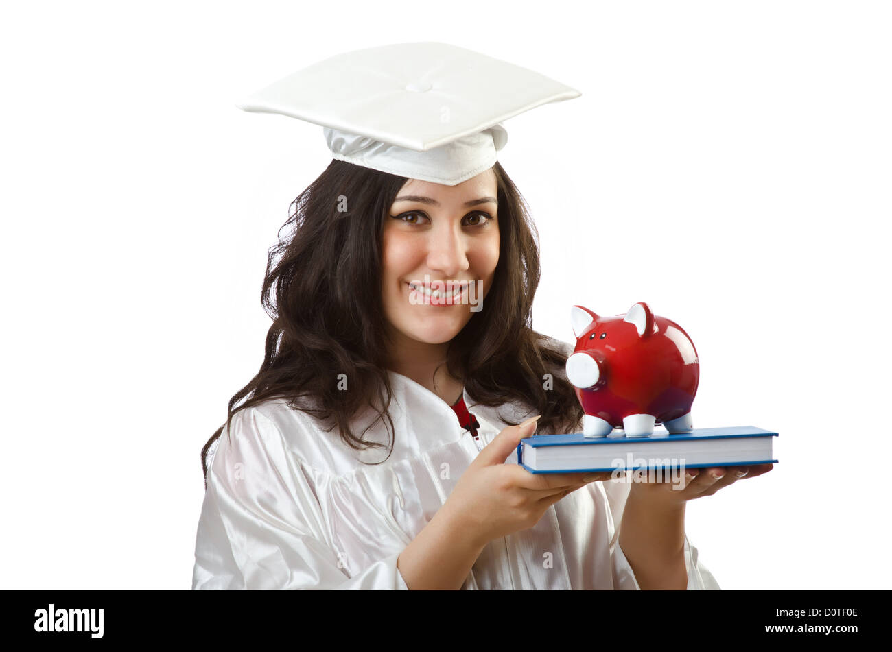 Saving for studies concept on white Stock Photo - Alamy