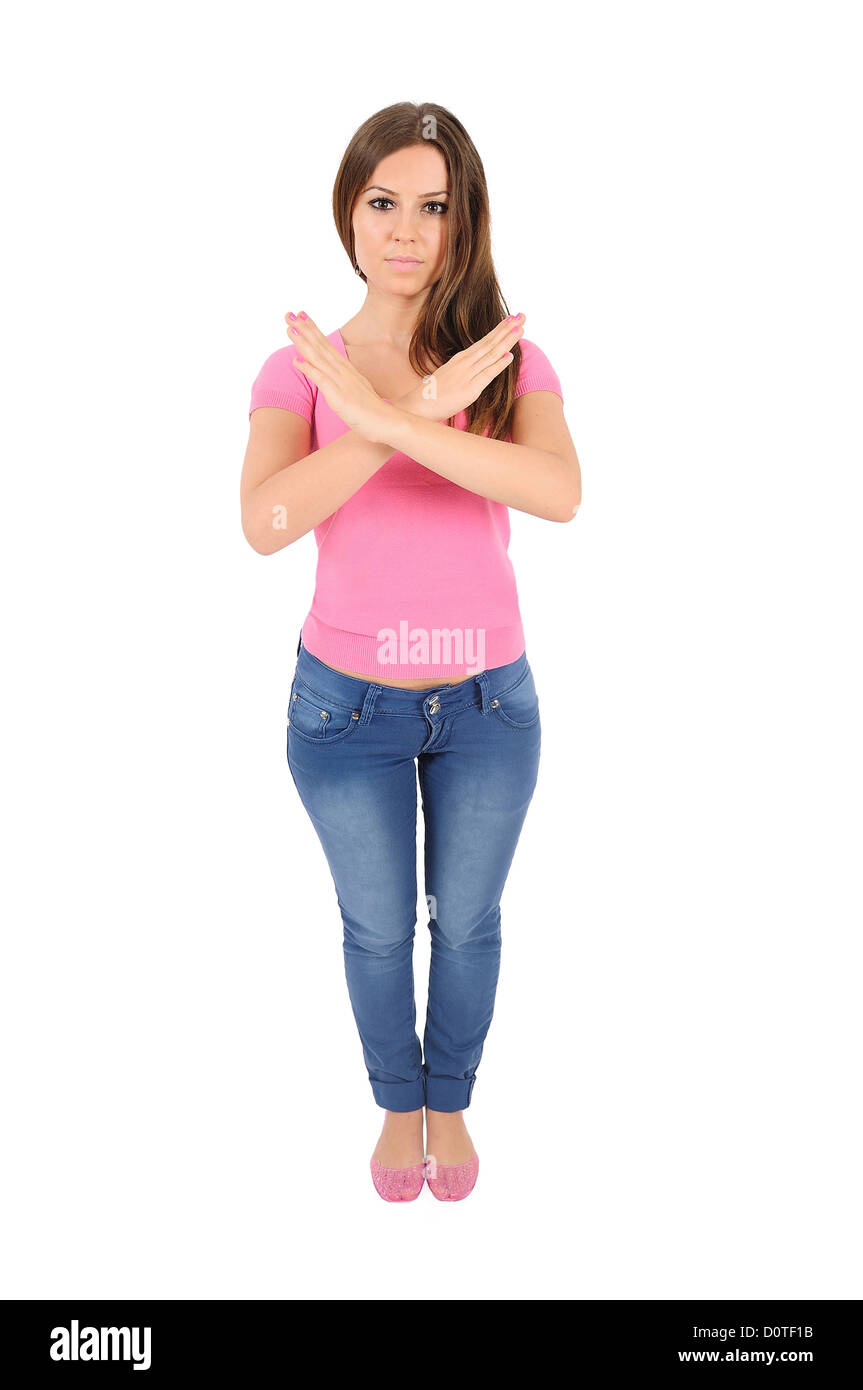 Isolated young casual woman refuse Stock Photo - Alamy