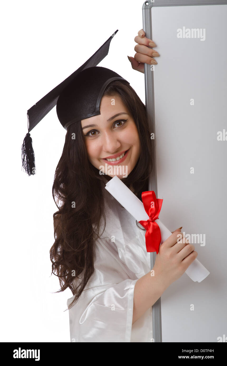 Young student with blank board Stock Photo - Alamy