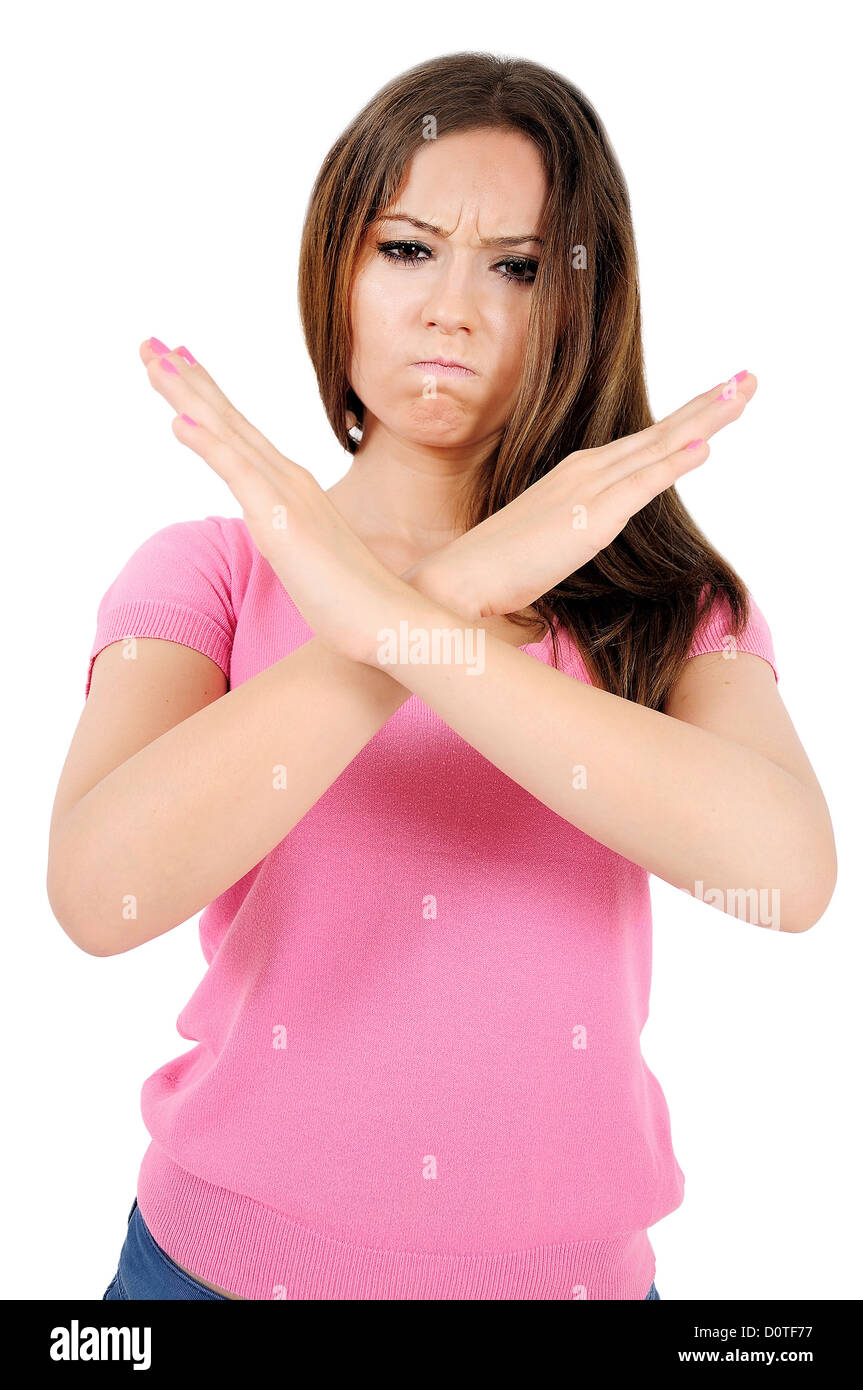 Isolated young casual woman refuse Stock Photo - Alamy