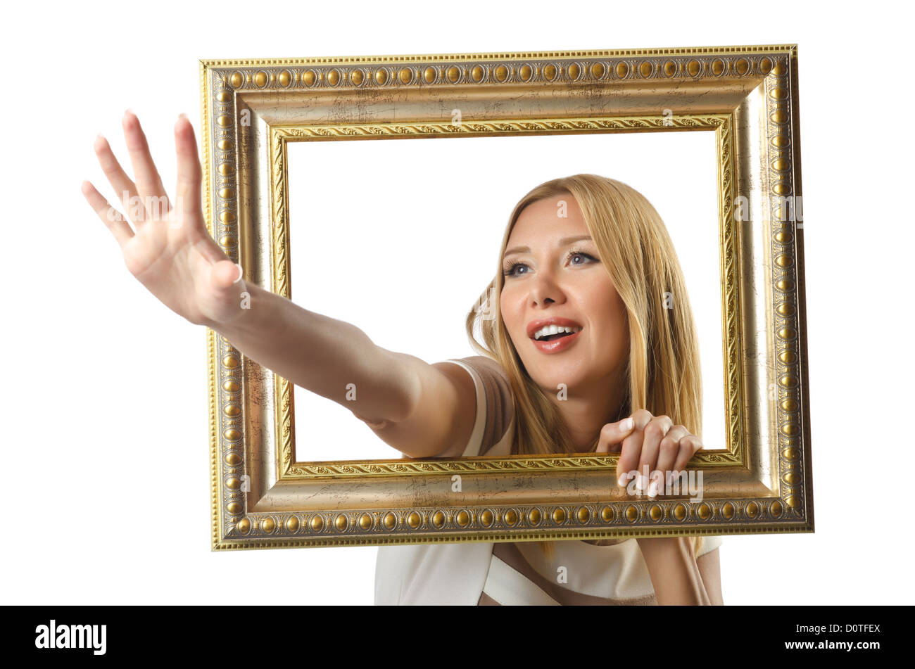 Picture frame and attractive woman Stock Photo - Alamy