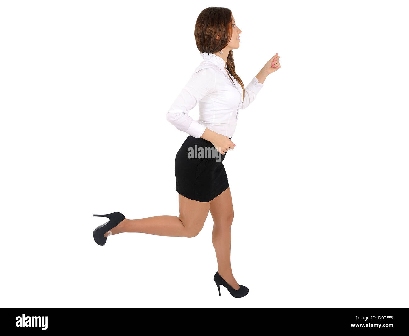 Isolated young business woman running Stock Photo - Alamy