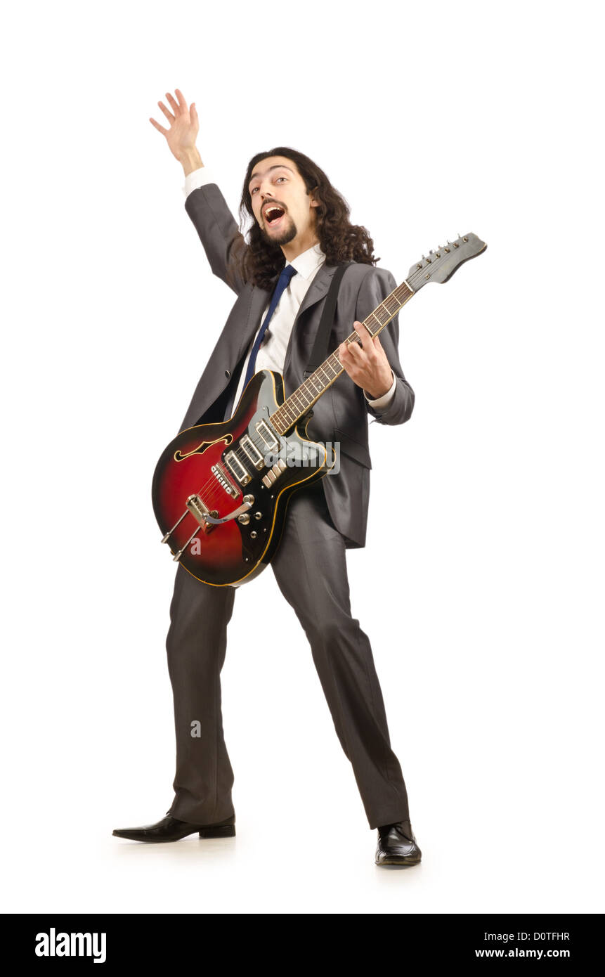 Male playing electric guitar on stage Cut Out Stock Images & Pictures ...