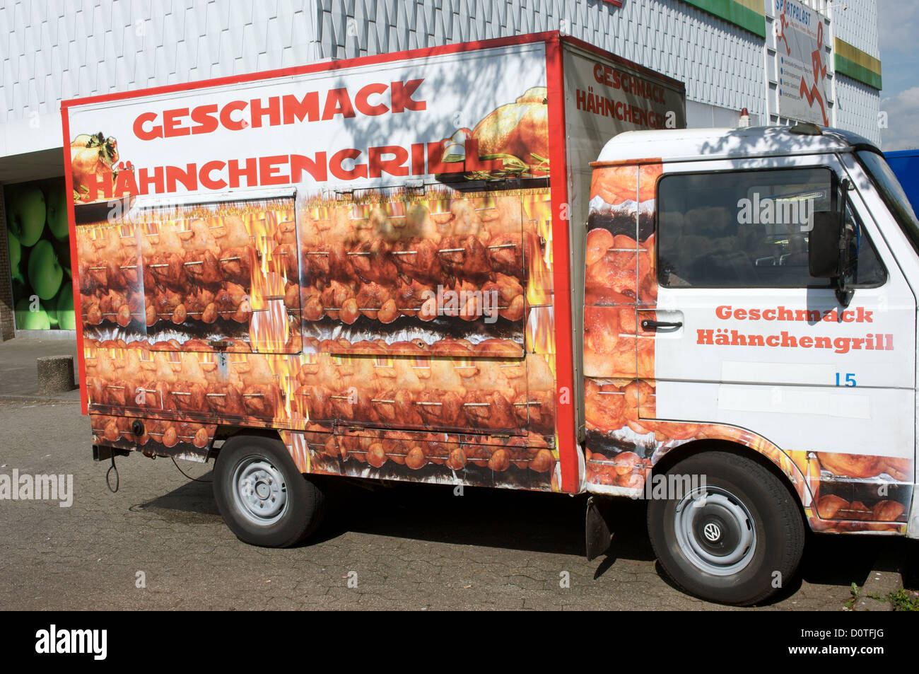 Mobile roasted chicken vendor parked in supermarket car park Stock ...
