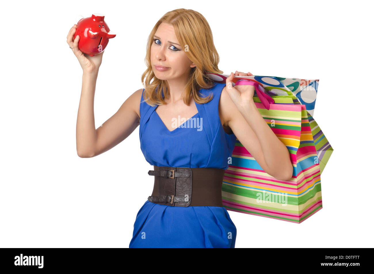 Girl spending all savings on shopping Stock Photo - Alamy
