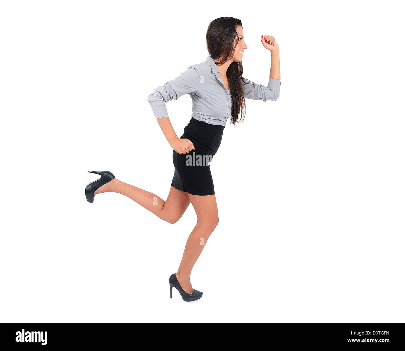 Isolated young business woman running Stock Photo - Alamy