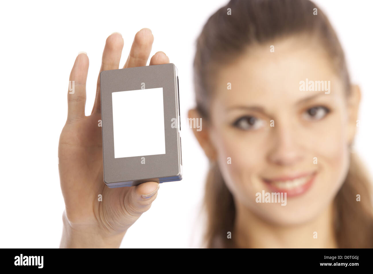 woman shows a box Stock Photo - Alamy