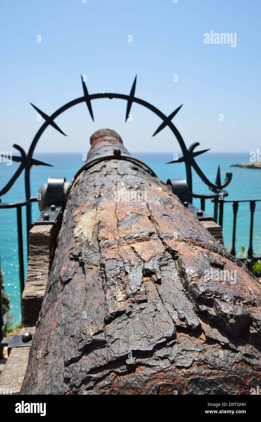Rusty gun at the Balcony of Europe Stock Photo - Alamy