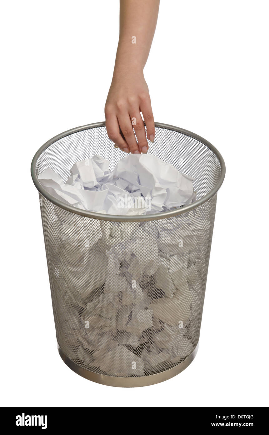 Hands with garbage bin with paper Stock Photo - Alamy