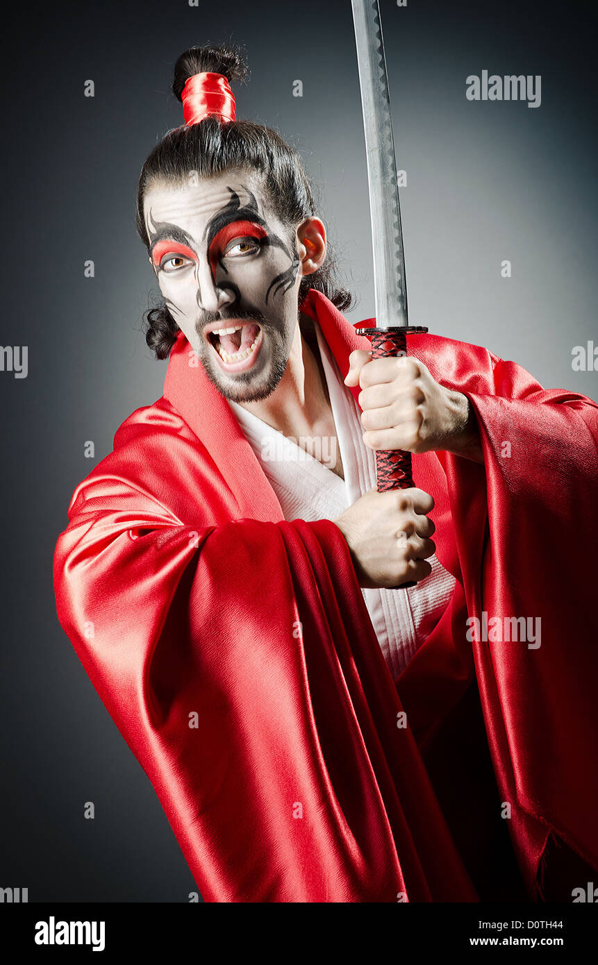 Japanese actor with sword Stock Photo - Alamy