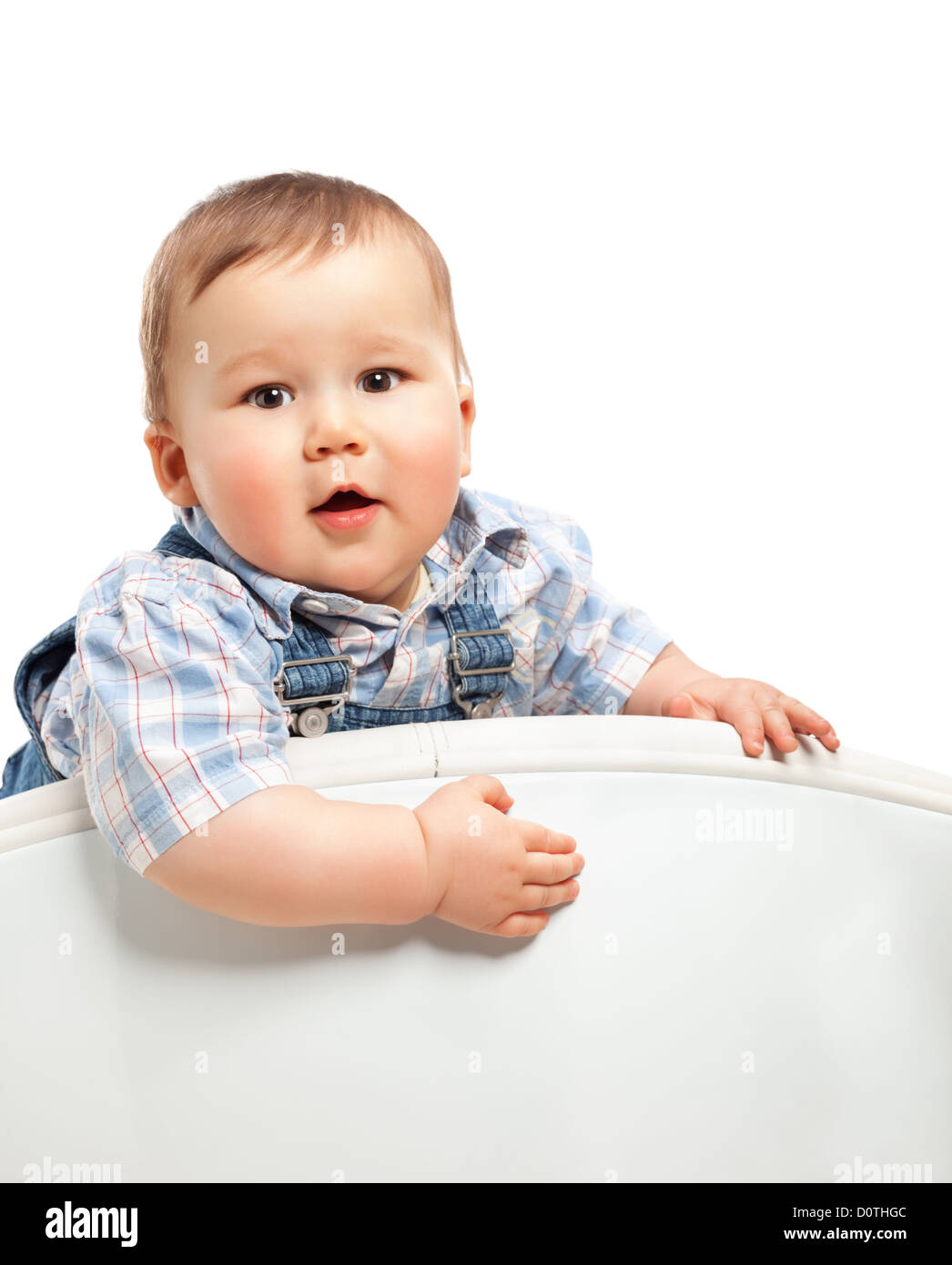 Cute little baby boy on a white Stock Photo - Alamy