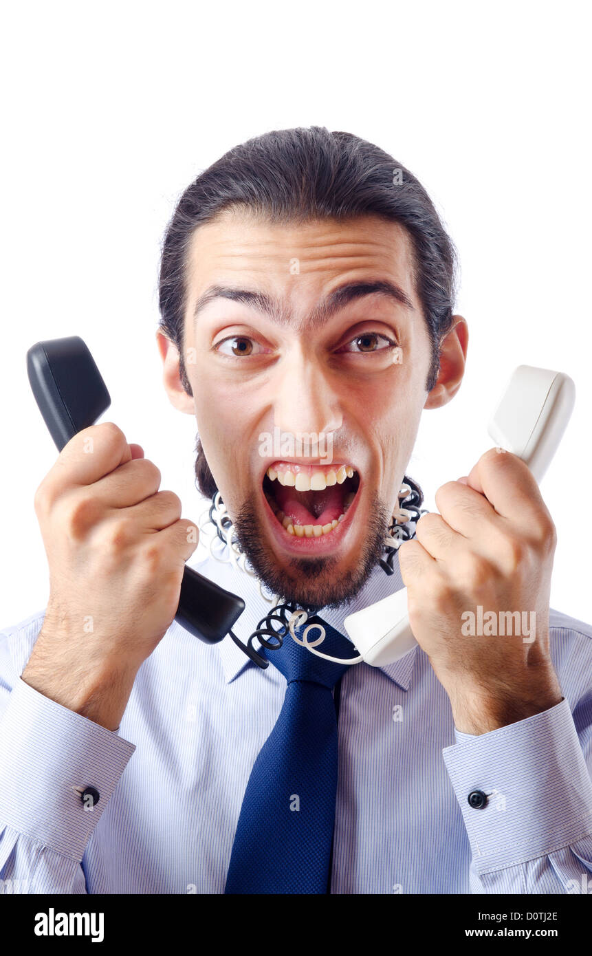 Angry businessman on the phone Stock Photo - Alamy