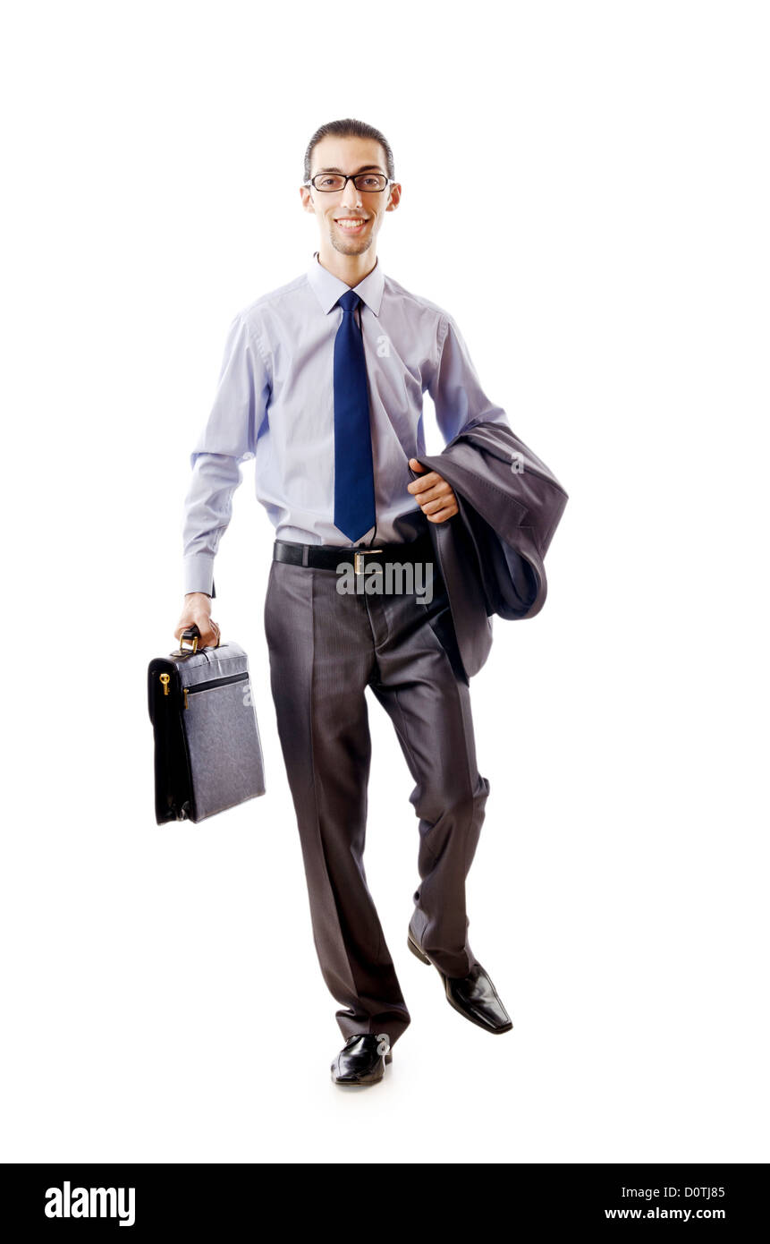 Businessman isolated on the white Stock Photo - Alamy